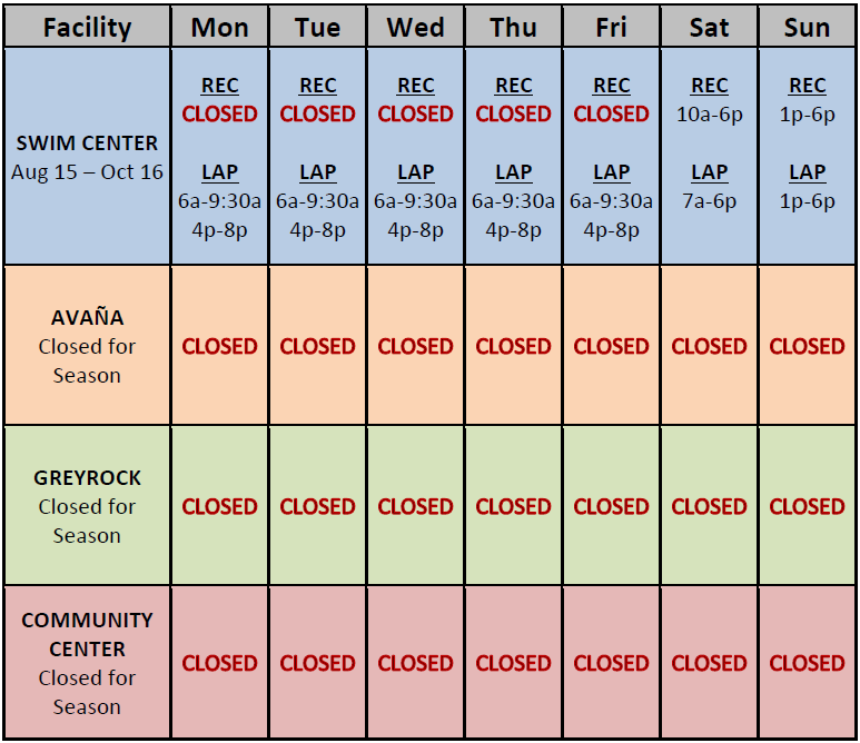 Pool Hours | Circle C HOA