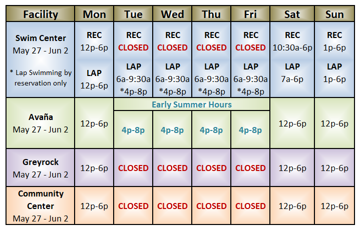 Pool Hours | Circle C HOA